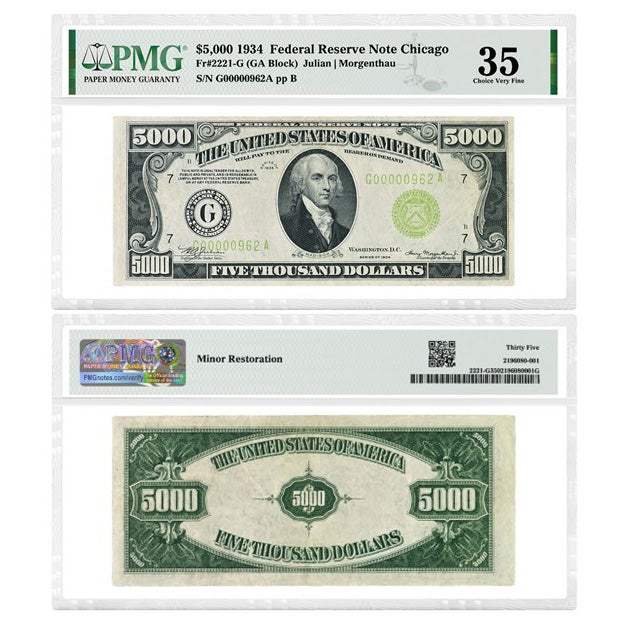 $5,000 Federal Reserve Note Realizes $144,000 in Auction - Numismatic News